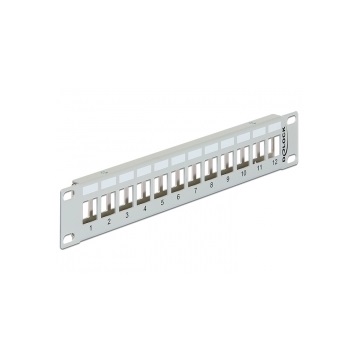 LAN Delock 43327 10" Keystone 12portos fém patch panel - Szürke ...